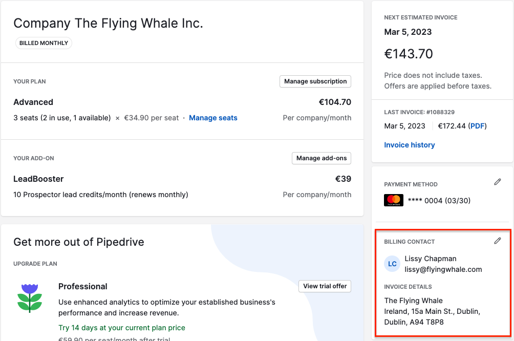 Who can access the billing information on my Pipedrive account? - Knowledge Base | Pipedrive
